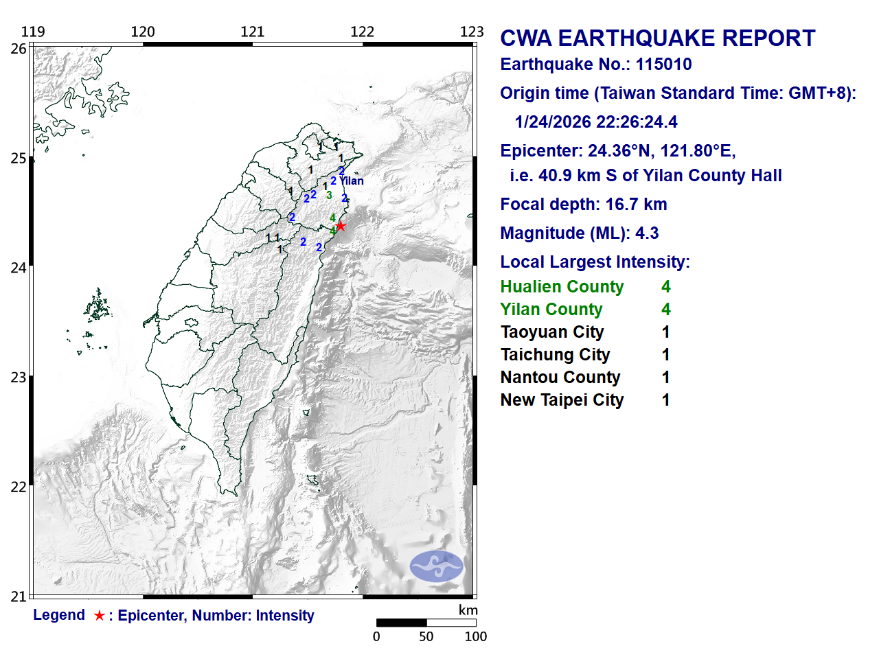 Earthquake Report | Central Weather Administration